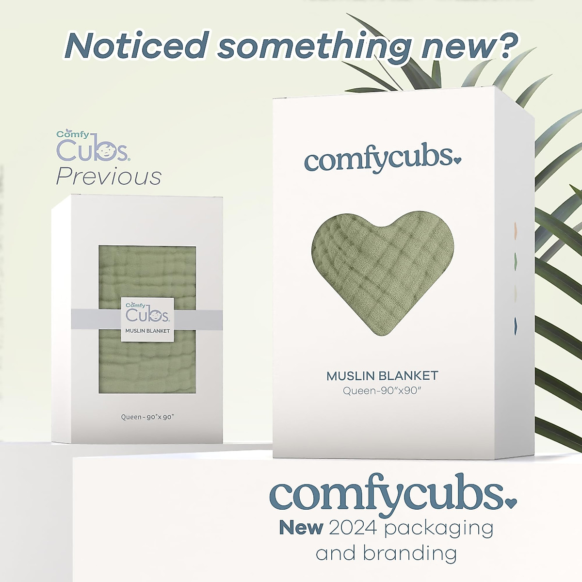 Comfy Cubs Baby Muslin Blanket, Swaddle for Newborns and Toddlers, Large 40” x 40” Cover, 6-Layer Plush Softness for Infant Swaddling, Receiving, or Tummy Time, Shower Gift (Sage, Baby - Muslin)