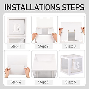 TECKED White Clear Baby Boxes with Baby Letters Party Decoration - Transparent Ballon Boxes Backdrop - Baby Shower Birthday Party ,Gender Reveal ,Wedding -4PCS