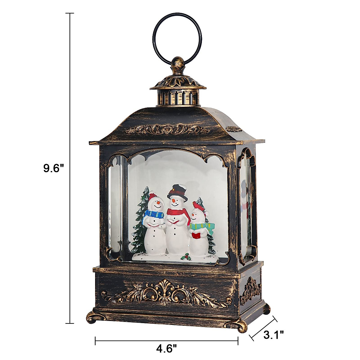 GenSwin Christmas Snowman Snow Globe Lantern Battery Operated Water Swirling Glitter with 6H Timer, Musical LED Lighted Scene for Christmas Home Decoration Gift