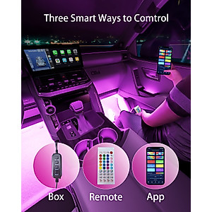 Keepsmile Interior Car Lights Accessories APP Control with Remote Music Sync Color Change RGB Under Dash Car Lighting with USB Charger 12V 2A Led Lights for Jeep Truck