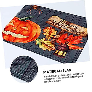 HEMOTON 8 pcs Tablemats - Movie Pumpkin Room Nights X Decor Mat- Scary for Halloween Pads Inch Placemat Home Cloth Mat Dining Party Pattern Table Sunflower Orange and
