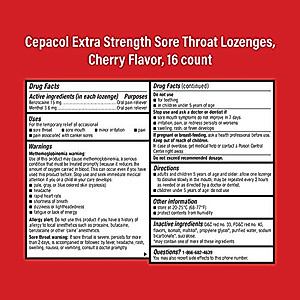 Cepacol Extra Strength Sore Throat Lozenges, Cherry 16ct