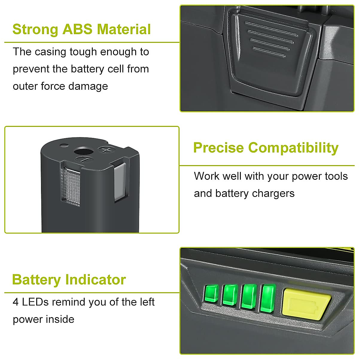 VIRSHX BATT 2Pack 18V 6.0Ah Battery Replacement Compatible with Ryobi 18V Lithium-ion Battery P102 P103 P105 P107 P108 P109 Cordless Tool Battery