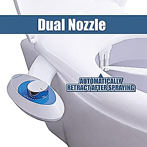 Awinner Bidet Toilet Seat Attachment，Non-Electric Ultra-Thin Fresh Water Sprayer Bidet with Self Cleaning Dual Nozzle，Adjustable Water Pressure Bidet Attachment for front and rear wash