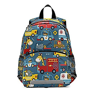 Forest Animal Car Truck Toddler Backpack for Kids Boy Girls Age 3-6, Preschool Mini Backpack with Leash