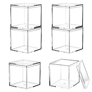 Clear Acrylic Box with LId ,Dayaanee 4 Pack Small Acrylic Box with Lid Plastic Square Cube Small Container , 2.5x2.5x2.5 Inches/65X65X65mm Storage Boxes Organizer Containers for Candy Pill and Tiny Jewelry