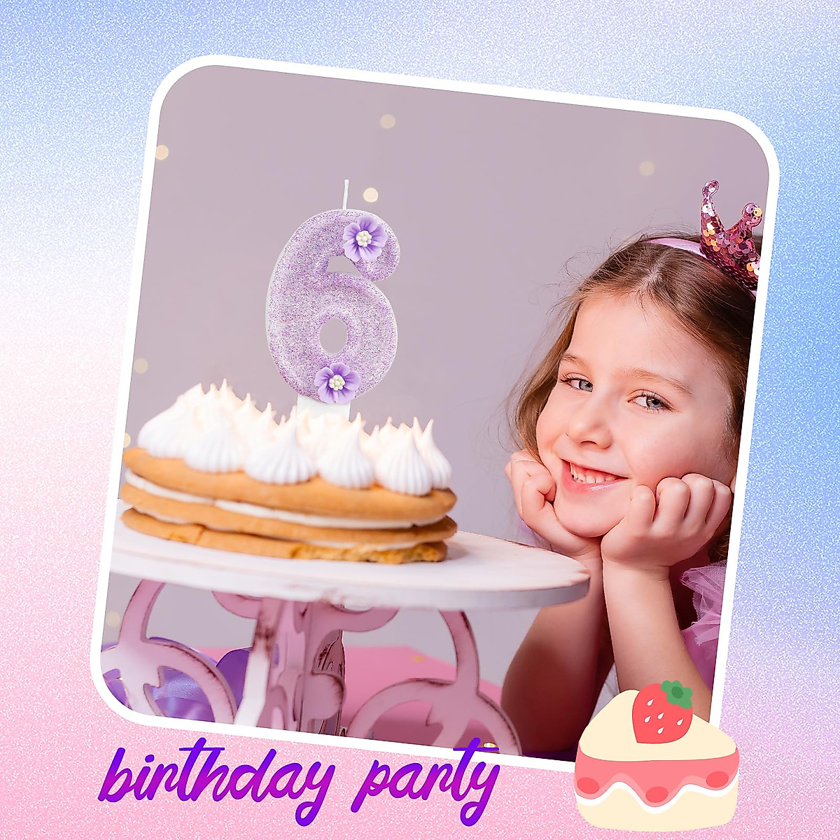 Birthday Number 1 Candles, Purple Flower 1st Birthday Candles for Cake Topper Decorations, Birthday Party Wedding Anniversary Celebration Supplies