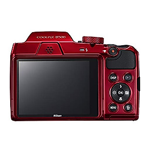 Nikon COOLPIX B500 16MP Digital Camera with 3 Inch TFT LCD Screen Nikkor Lens With 40x optical zoom wifi, Red (Renewed)