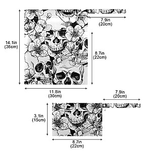 xigua 2 Pack Wet Dry Bags for Cloth Diaper Waterproof Swimsuits Bag with Handle Wristlet for Travel Beach Pouch, Abstract Skull Black White