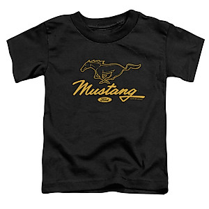 Ford Mustang Pony Script Unisex Toddler T Shirt for Boys and Girls, Small (2T) Black
