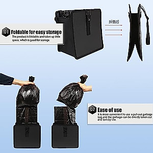 GKmow Pack-1 Hanging Car Trash Bag Can, 8.66" x 8.66" x 5.7" Premium Waterproof Litter Garbage Bag Organizer, Universal for Cars, Sedans, SUVs (Black)