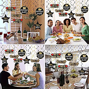 Luxiocio Going Away Party Hanging Swirls Decorations, 16Pcs, We Will Miss You/ Farewell Goodbye/ Adventure Awaits/ Bye Felicia Hanging Swirls Party Supplies, Retirement Office Work Party Decor