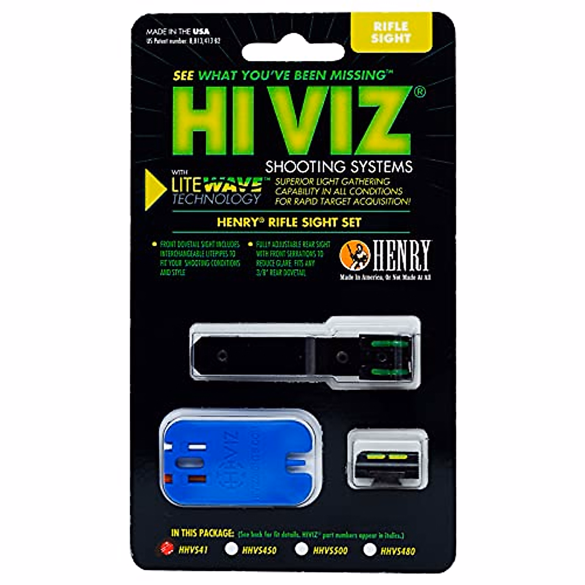 HHVS41 HIVIZ Sight Systems, Litewave Front & Rear Sight Combo, Henry Big Bore Rifles, Red and Green, One Size