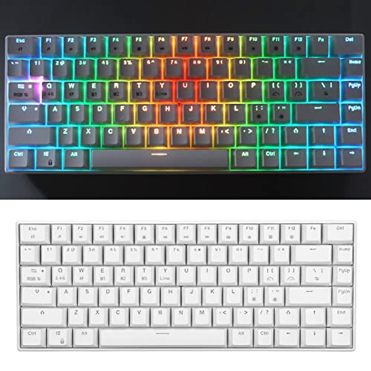 Kafuty-1 Mechanical Gaming Keyboard | 82 Keys | RGB LED Backlit | 2.4G/ Bluetooth 3.0/ Type C Wired 3 Modes, for Windows2000/ME/XP/for Vista /7/HarmonyOS/8/10/for Android/for iOS (Black Shaft)