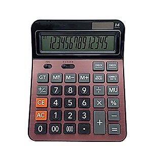 Meichoon Solar Battery Calculator Dual Power Large Standard Function Desktop Business Calculator with 14 Digit Large LCD Display Convenient for Office & Home KA06 Red
