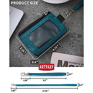 Artpaxy Minimalist Wallet For Mens Womens, Keychain RFID Blocking Zipper Small Wallet with ID Window 2 Lanyards,Water Resistant Travel Cash Card Coin Case Boys Girls