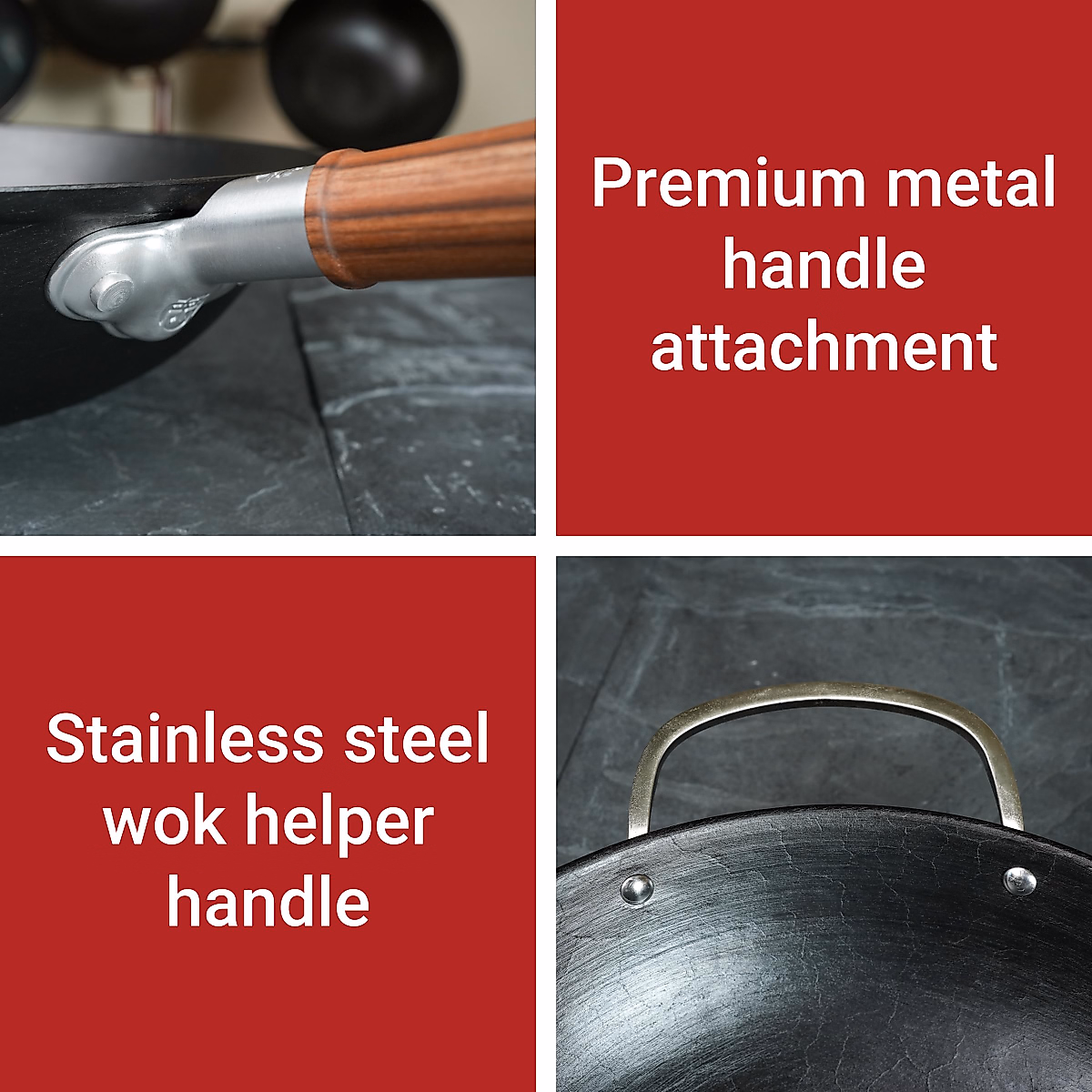 Nomware premium 14-inch lightweight cast iron wok (includes glass lid and chain mail scrubber)