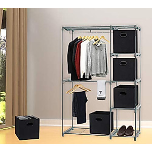 6 Pack - SimpleHouseware Foldable Cube Storage Bin with Handle, Black