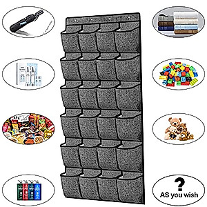 Shoe Organizer,Over the Door Hanging Shoe Rack Organizer for Closet Door,Zapateras Storage Holder with 24 Large Pockets & 4 Sturdy Hooks for Kids Women Men Shoes,Slippers,Cruise,Dorm,Sneakers (Black)