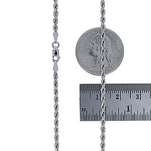 Nuragold 14k White Gold 2.5mm Rope Chain Diamond Cut Pendant Necklace, Mens Womens Jewelry 14" 16" 18" 20" 22" 24" 26" 28" 30"