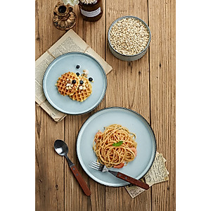 Famiware Star Dinnerware Sets, Plates and Bowls Set For 4, 12 Piece Dish Set, Smoky Blue