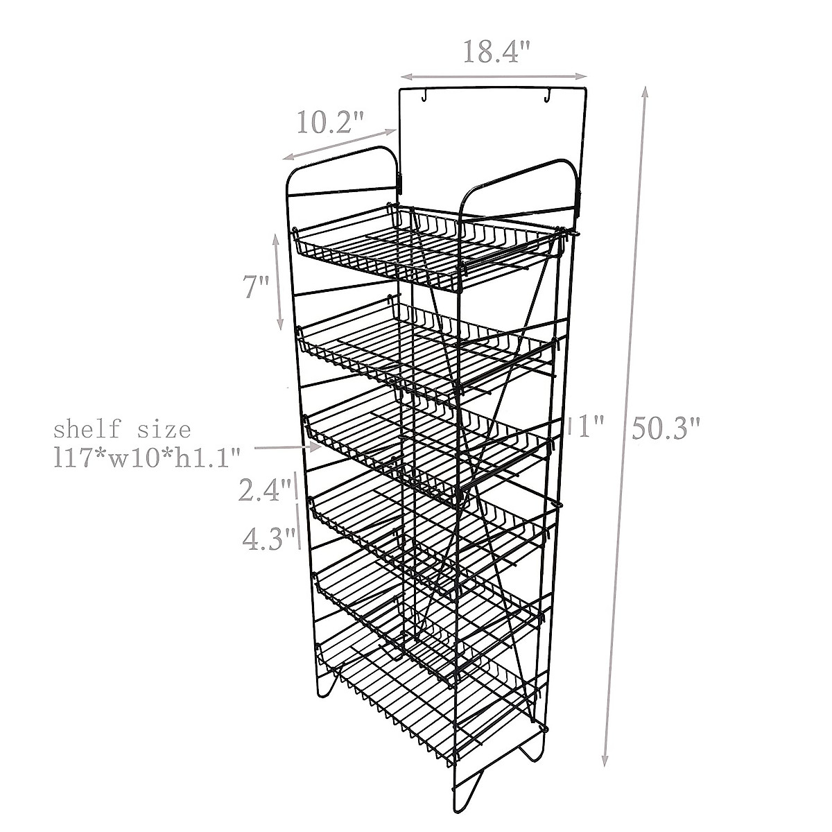 FixtureDisplays® Wire Display for Chips, Snacks, Packaged Foods Boxes Jars Cans Beverage Beer T-Shirts 18X10X50 12118-NPF