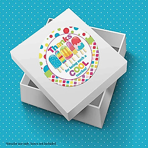 You’re A Cool Teacher Popsicle Themed Teacher Appreciation Thank You Sticker Labels, 40 2" Party Circle Stickers by AmandaCreation, Great for Envelope Seals & Gift Bags