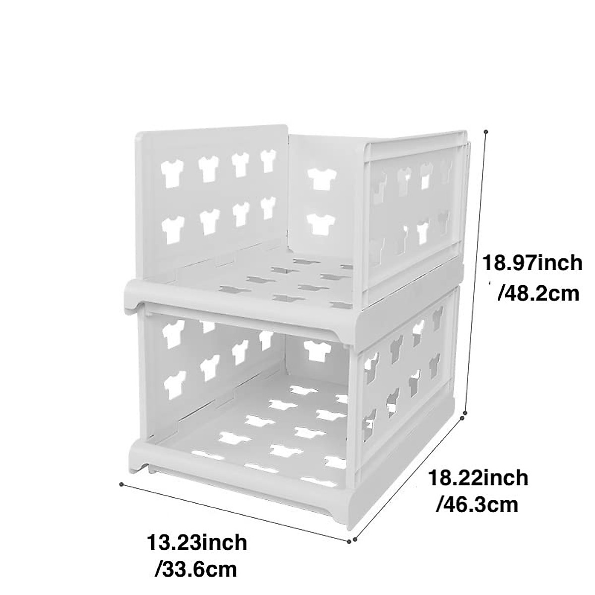 ﻿Folding Wardrobe Storage Box 2-Pack Plastic Drawer Organizer Stackable Shelf Baskets Cloth Closet Containers Bin Cubes ,Home Laundry Fold Pull Out Drawer Dividers for Clothes