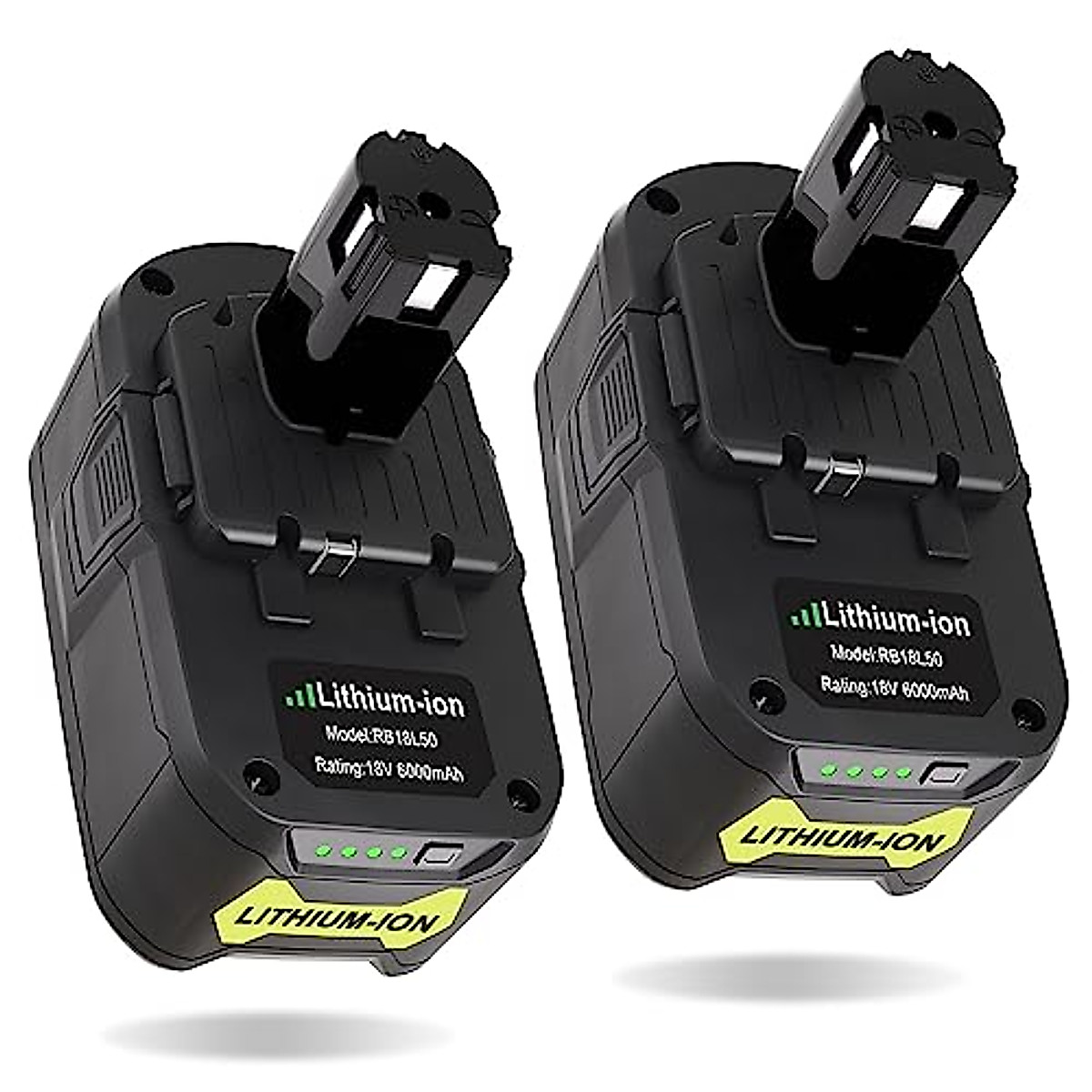 KUNLUN 2Pack 6.0Ah 18-Volt Replacement for Ryobi 18V Lithium Battery ONE+ Plus P108 P102 P103 P104 P105 P107 P109 P122 PBP005 RB18L50 Cordless Power Tools