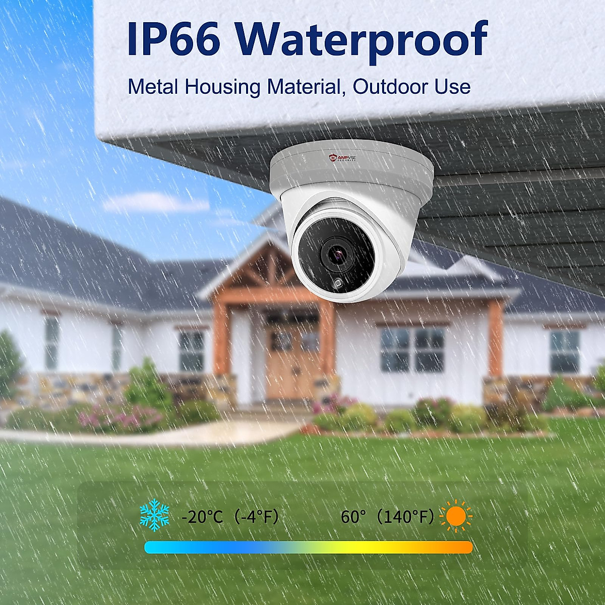 Anpviz 5MP IP PoE Dome Security Camera with Mic/Audio, Turret Camera Outdoor with Human Detection, IP66 Weatherproof, 98FT Night Vision, 2.8mm Wide Angle, Full Metal (U Series)
