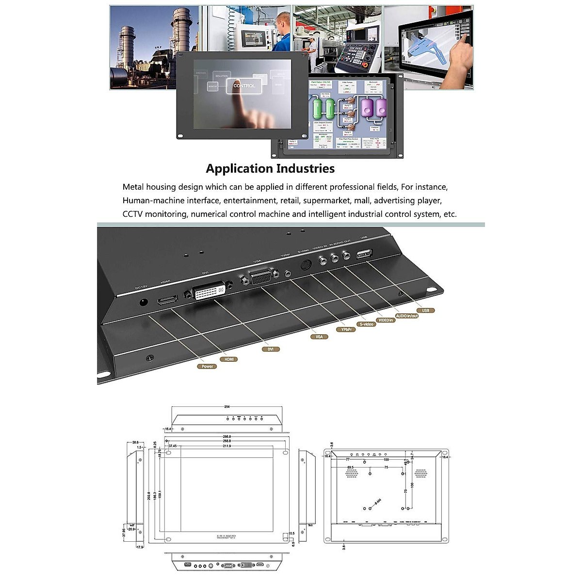 LILLIPUT 10.4" TK1040-NP/C/T-B 5-Wire resisitive 4:3 HDMI Open Frame Touch Screen