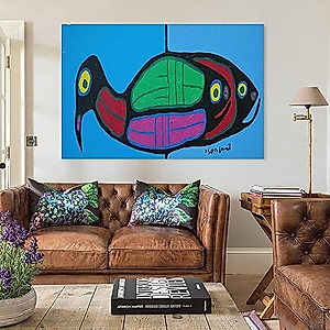 Norval Morrisseau Prints Loon, Fish Worlds Poster Art Poster Canvas Painting Decor Wall Print Photo Gifts Home Modern Decorative Posters Framed/Unframed 08x12inch(20x30cm)