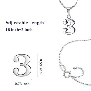 925 Sterling Silver Number 7 Charms Pendant Necklace with Chain (Seven)