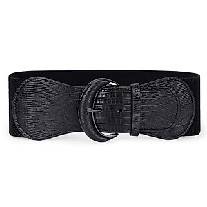 JASGOOD Women Stretchy Wide Waist Belt for Dress Ladies Elastic Belt Hook Buckle (Suit for Size 31-36 Inches,A-Black)