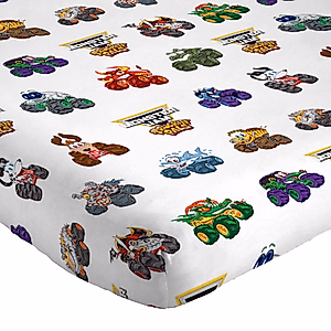 Monster Jam Truckin Pals Toddler Sheet Set - 3 Piece Set Super Soft and Cozy Kid’s Bedding Features Grave Digger & Megalodon - Fade Resistant Microfiber Sheets (Official Monster Jam Product)