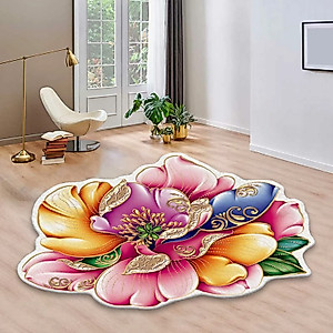 Scceatti Soft Shag Rugs for Bedroom 3x3Feet Non SlipBedroom Rug Rugs Large Bohemian Floor Rug Heat Transfer 3D Circle Floor Mat Sofa Bedroom Living Room Carpet for Living Room Bedroom Essentials