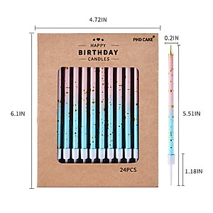 PHD CAKE Pink Blue Gold Long Thin Birthday Candles, Cake Candles, Birthday Parties, Wedding Decorations, Party Candles