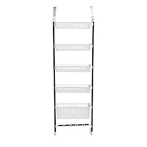 Household Essentials Household Essentials Over the Door Basket Storage Rack, White and Black