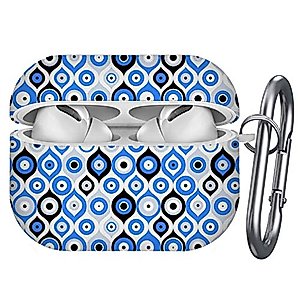 Art-Strap Protective Case, Compatible with AirPods Pro - Shockproof Soft TPU Gel Case Cover with Keychain Carabiner Replacement for Apple AirPods Pro (Turkish Evil Eye)