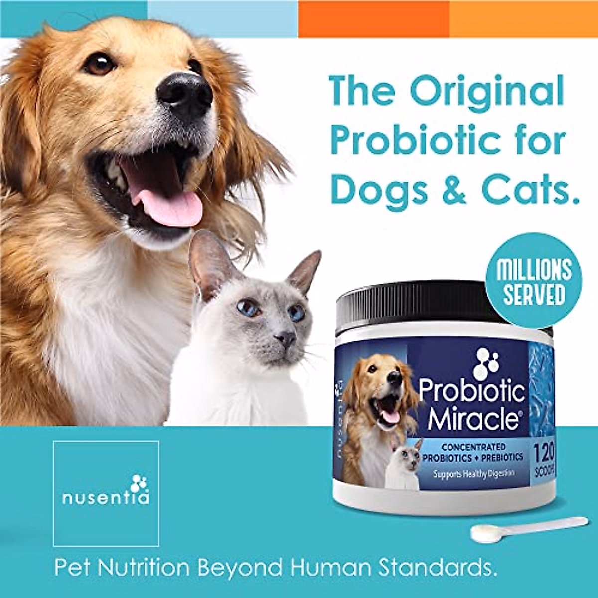 Probiotics for Cats & Dogs - (120 Scoops) Probiotic Miracle - Advanced Formula to Stop Diarrhea, Loose Stool, and Yeast.