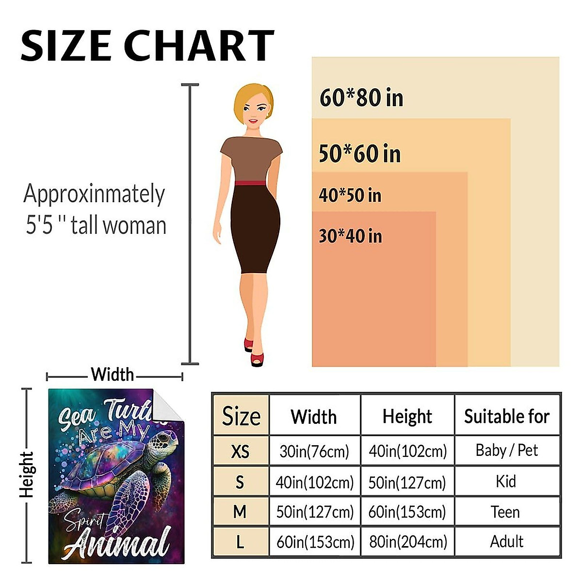 Kids Blanket, Sea Turtle Blanket, Cool 50 x 40 Inches Ocean Blanket for Girls Boys Women, Lightweight Soft Throw for Bedding Room Ornament School