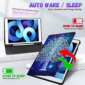 Uppuppy for iPad 9th/8th/7th Generation Case 10.2 Inch Girls Cute Women Folio Smart Cover with Pencil Holder Tree Aesthetic Cool Design Girly Teens Unique Cases for iPad 7/8/9 Gen A2602 A2270 A2197