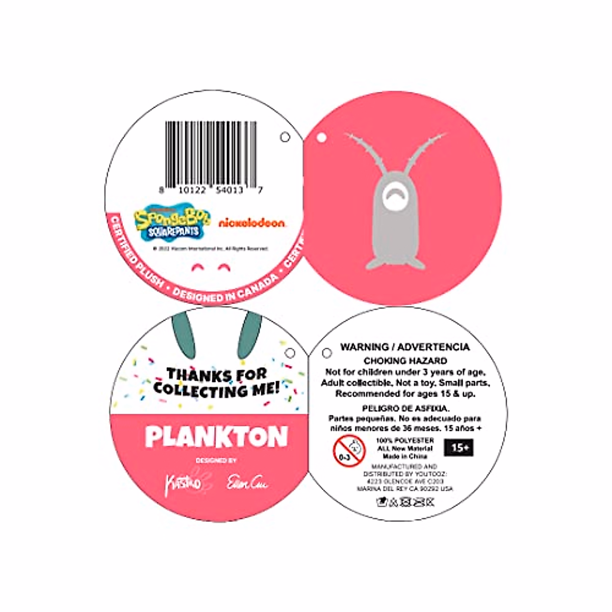 Youtooz Plankton Sitting Plush 9" Inch, Spongebob Official Licensed Plankton Stuffed Plushie, Plankton the Chum Bucket from Spongebob Squarepants