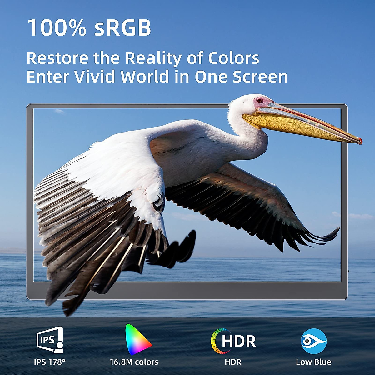 Portable Monitor 4K - 15.6inch UHD 3840×2160 100% sRGB USB-C Mini HDMI External Second Monitor Portable IPS Screen Computer Display with Speakers for Laptop MacBook Switch PS5/4 Xbox