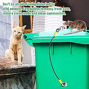 WXJ13 2 Pack Trash Can Lock Metal Outdoor Trash Can Lid Lock Animal Trash Can Lock Durable Steel Wire Rope for Prevent Garbage Spillage