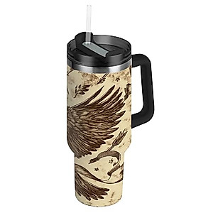 Flradish 40oz Tumbler with Handle, Alcon Stainless Steel Tumbler with Lid and Straws Double Wall Vacuum Insulated Leakproof Coffee Travel Mug