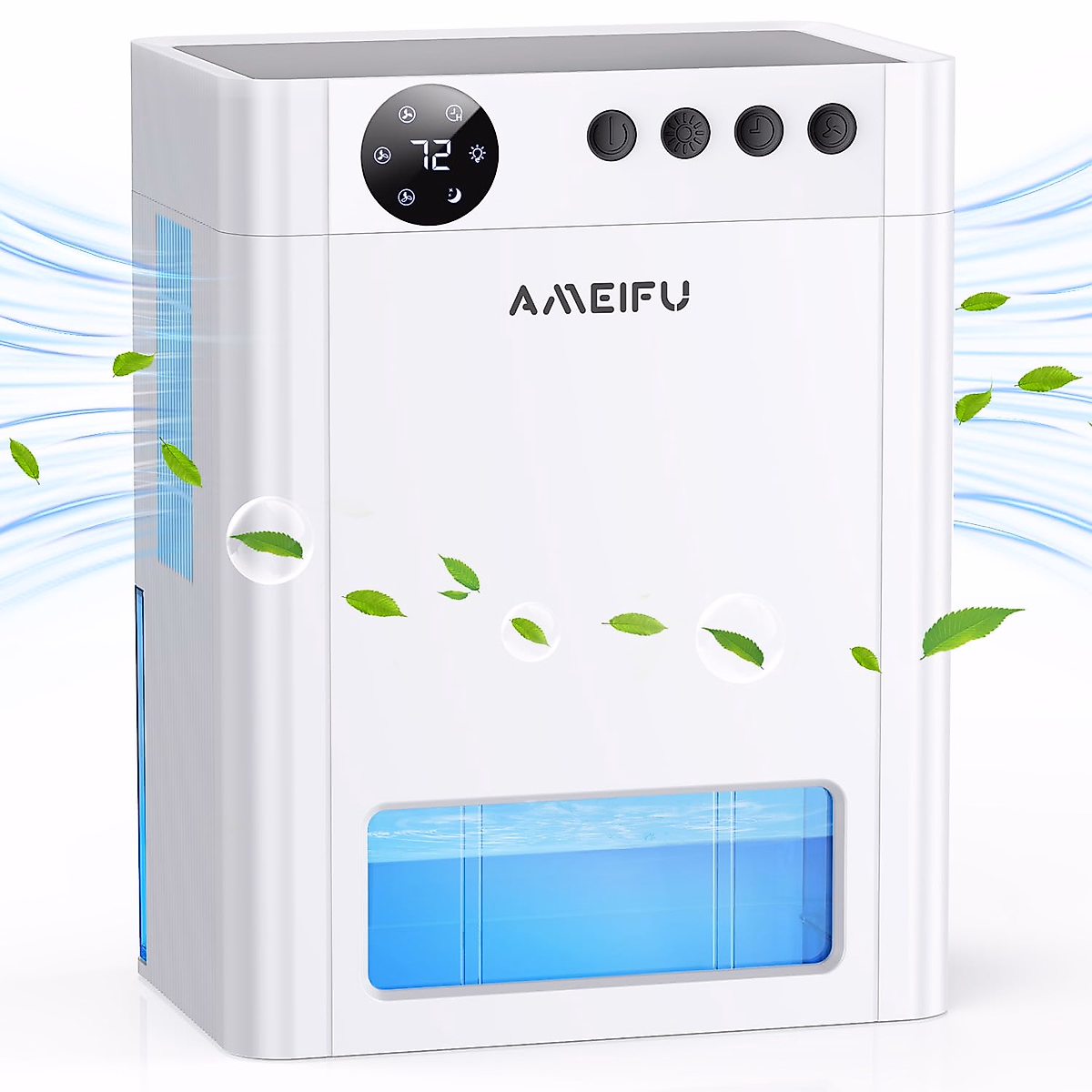 Dehumidifier, AMEIFU 1000 Sq. Ft Dehumidifier for Basement with 135 OZ Water Tank, Quiet Dehumidifier for Bathroom Bedroom Home Room RV Closet with Auto Shut Off 7 Colors LED Light