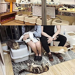 Smart Paws Cat Litter Box,Large Cat Litter Box with Lid,Kitten Litter Box,Cat Box (Coffee)