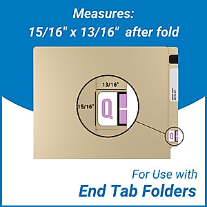 Doctor Stuff - File Folder Labels, Alphabet Letter Q, Jeter/TAB 5109 - JXAM Alternate Series Compatible Alpha Stickers, Lilac, 15/16" x 1-5/8", 500/Roll