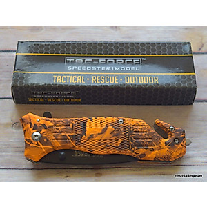 8 Inch Overall Tactical Rescue Stainless Steel Open Folding Pocket Knife With Clip Outdoor Survival Hunting Knife for Camping by Survival Steel